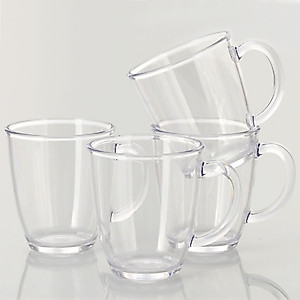 City Point 4 pcs 14 OZ OZ Crystal clear Plastic Coffee Mug, Break-Resistant Commercial Plastic Party Juice Cups, Picnic Drinking Cup
