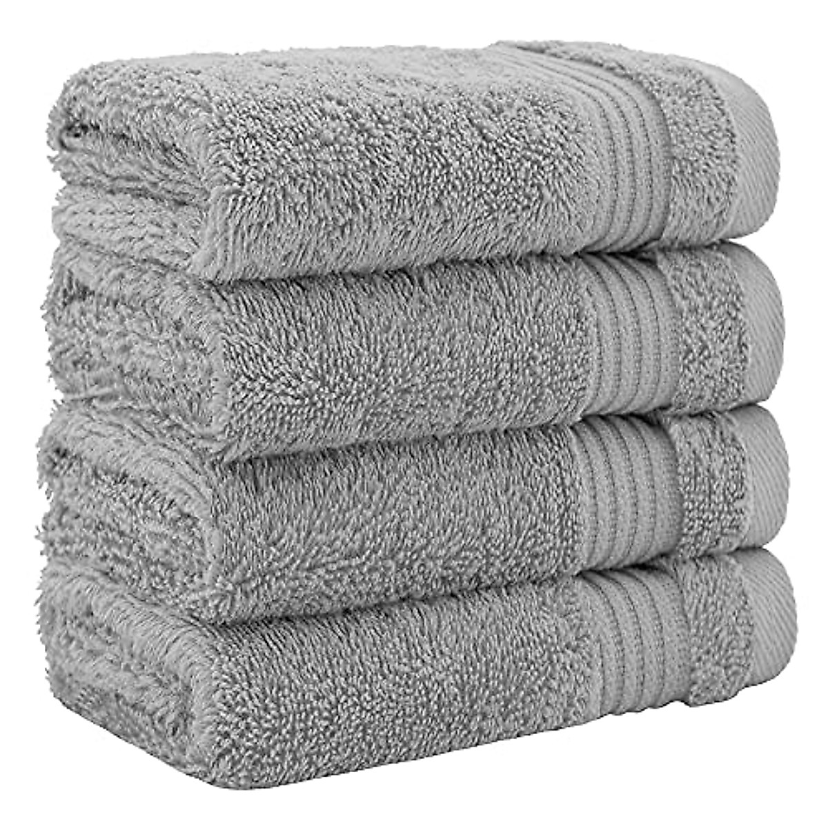 Cotton Paradise Washcloths for Bathroom, 13 x 13 Inch 100% Turkish Cotton Towels Soft Absorbent Luxury Washcloths, Small Hand Face Towels, Light Gray Washcloths
