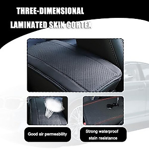 UGSHY Pack-1 Universal Car Armrest Box Mat, Fiber Leather Embossing, Waterproof Armrest Cover Center Console Mat, Fit for Most Car, SUVs, Truck (Black)