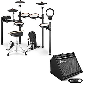 Donner DED-100 Electric Drum Set, Electric Drum for Beginner/Intermediate and Donner Electric Drum AMP 35-Watt with Aux in and Wireless Audio Connection