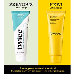 Twice Vegan Toothpaste for Sensitive Teeth and Gums and Teeth Whitening Toothpaste - SLS Free Toothpaste with Fluoride and Cavity Protection - (Cooling Spearmint Eucalyptus) (3-Pack)