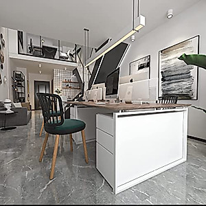 STARWAY Mid Century Modern Dining Chairs Set of 2, Retro Faux Velvet Accent Chair with Solid Wood Legs, Armless Side Chair Leisure Chair for Kitchen, Dining Room & Living Room (Green)