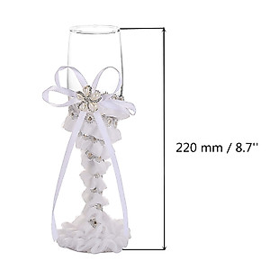 TANG SONG Set of 2 Pearl Flower Style Elegant Wedding Champagne Glass Set for Parties Weddings Birthdays Anniversaries