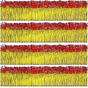 Crowye 10 Pcs Graduation Parade Float Decorations, Include Foil Fringe Garland Set of 4 and Metallic Twist Garland Set of 6, Car Decorations for Congrats Grad (Bright Gold and Red)