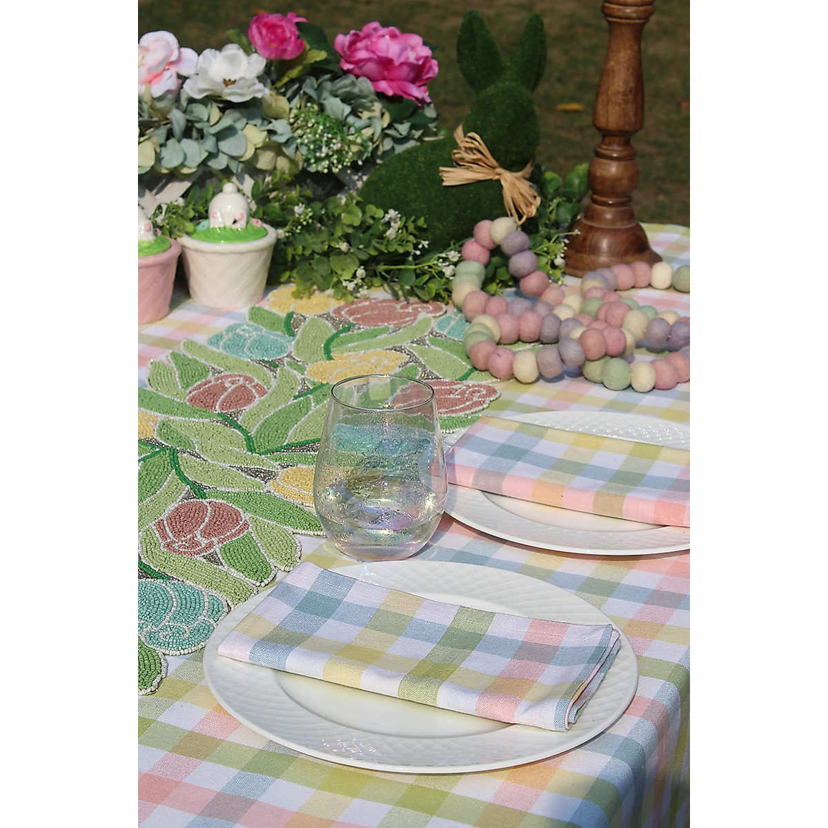 COTTON CRAFT Countryside Classic Gingham Buffalo Check Plaid Tablecloth - Premium Cotton - Spring Easter Bunny Luncheon Dinner - Table Cover - 60 inch x 84 inch - Yellow Multi