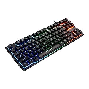 Keyboard Computers Accessories K87 Wired Keyboard 87-key Manipulator Feel Rainbow Switch Luminous Keyboard Floating Keycap Gaming Keyboard