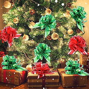 Riceshoot 60 Pieces Christmas Large Pull Bows Ribbon Gift Bows 6 Inch Gift Wrap Bows Wrapping Bows for Xmas Presents Wedding Party Basket Holidays Decoration(Green, Red)
