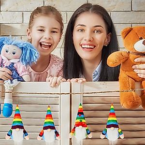 Skylety 6 Pieces Rainbow Gnome Pride Santa Ornament Plush Decorations Gnomes Santa Elf Table Ornaments Hanging Decorations Home Party Decor