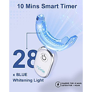 MySmile Teeth Whitening Kit with led Light, 28X Teeth Whitening Strips for Teeth Sensitive, 10 Min Fast Whitening Teeth, Helps to Remove Stains from Coffee, Smoking, Wines(1Pcs Light + 14Sets Strips)