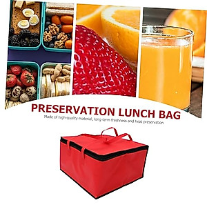 Garneck Insulation Bags Camping Insulated Bag Bento Bag Hot Case for Food Pizza Warmer Bags Camping Heater Cartoon Backpack Hand Bags Fresh Preservation Lunch Bag Non-woven Fabric Red