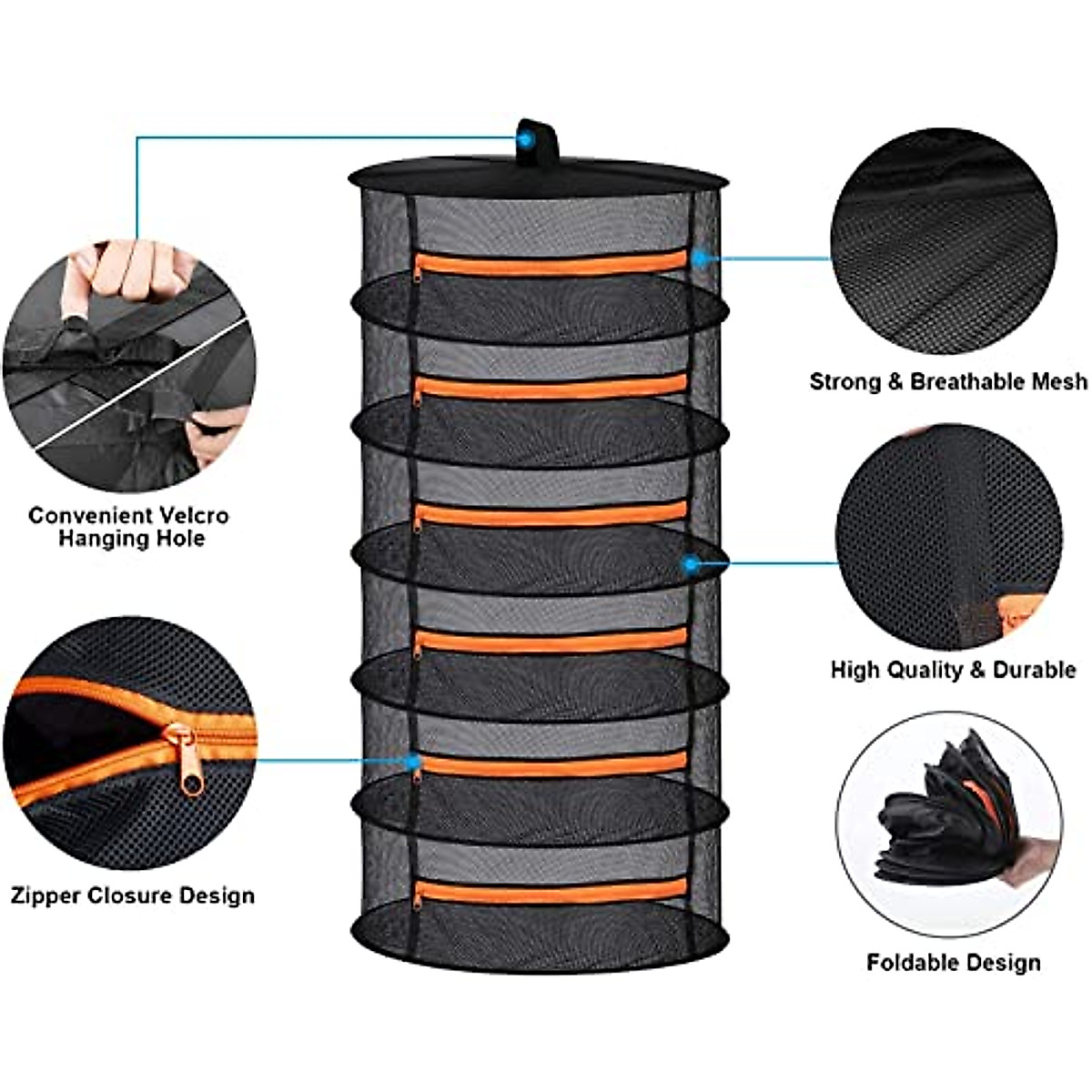 Lalifebuss Herb Drying Rack Hanging, Collapsible Mesh Dry Rack Net Dryer with S Hook, Garden Gloves