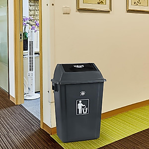 Ortodayes 13 Gallon Plastic Swing Top Trash Can, 4 Pack Plastic Kitchen Garbage Can, Gray