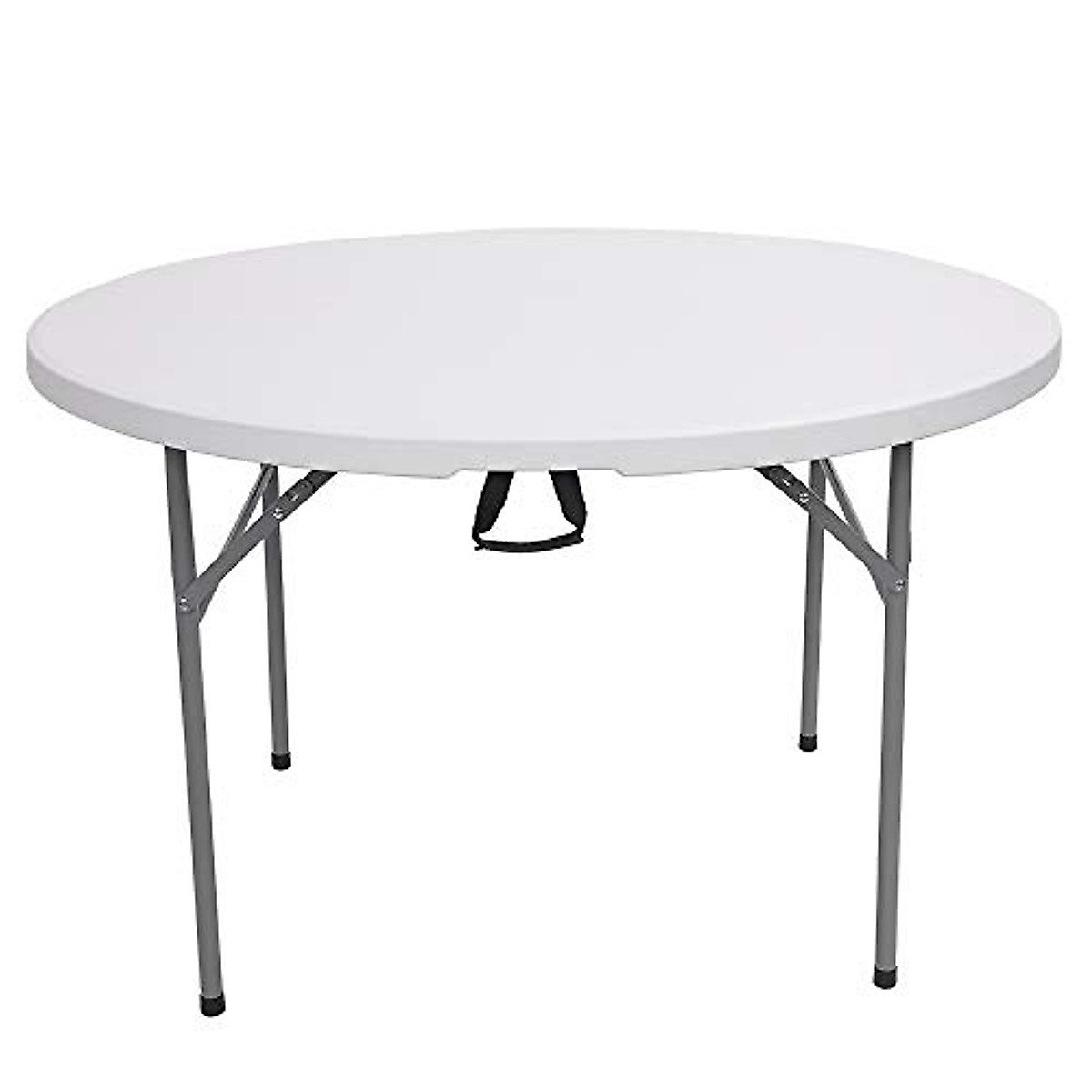 Simply-Me Patio Dining Table 48 Inch Fold-in-Half Round Folding Table Indoor Outdoor Utility Table with 4 Steel Feet,Carrying Handle,White