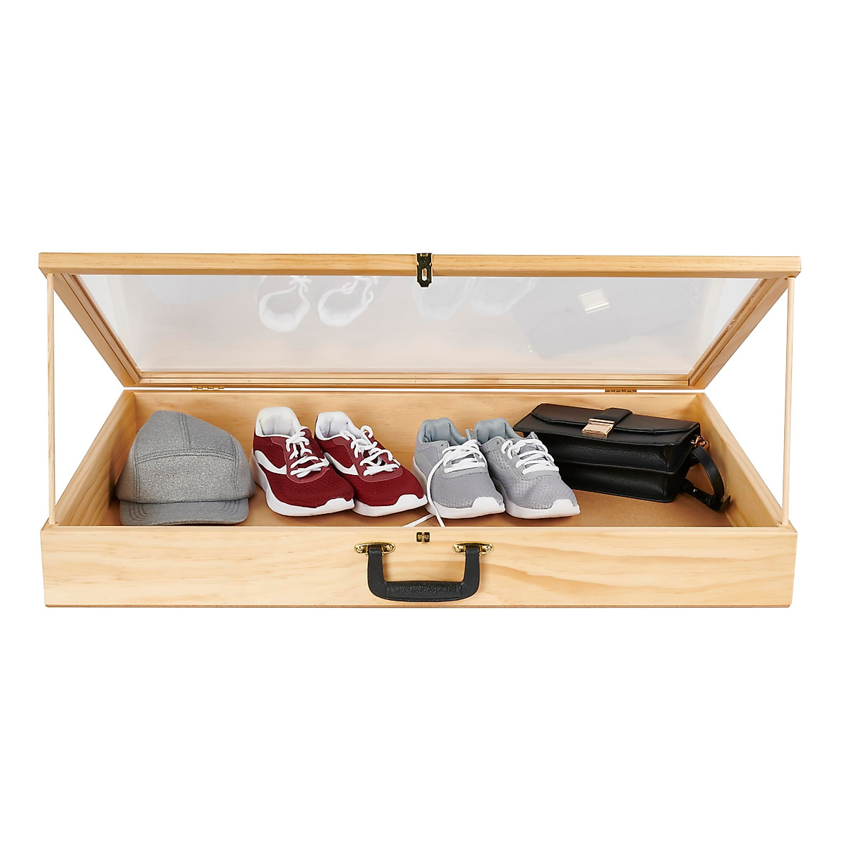 SSWBasics 36-Inch Portable Natural Pine Wood Countertop Display Case - Showcase Your Items in Style with a 24" W x 36" L x 4" D Elegant and Versatile Display Box