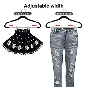 TIMMY Velver Hangers with Clips (20 Pack) Hangers Non Slip Velvet Clothes Hangers,Ultra Thin Pants Hangers,Skirt Hangers with 360°Swivel Hooks(Black)