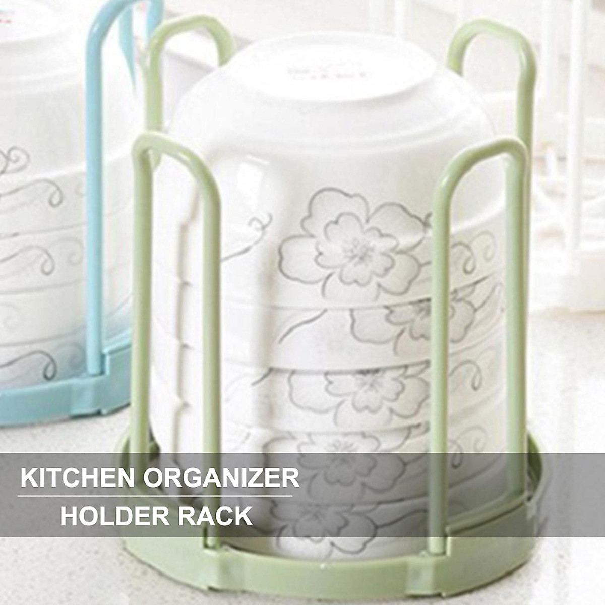 LUOY Dinnerware Bowl Plate Holder Plastic Drain Rack Dish Storage Display Stand Drying Shelf Tableware Drainer Rack Kitchen Organizer White