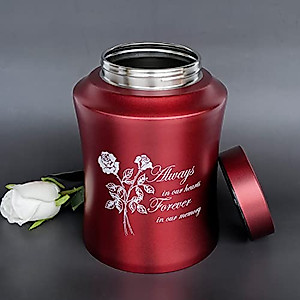 Large Cremation Urns for Adult Human Ashes, Up to 160 lbs Decorative Urn with Flower Design for Female Male Ashes with Velvet Bag(Rose of Love)
