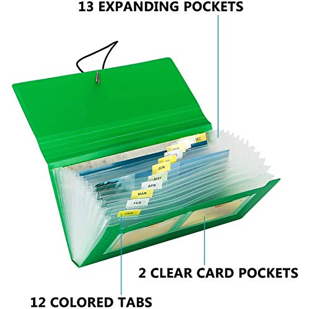 SEEKIND Expanding File Folder 4 Pack, 10.4' 5.5' Receipt Organizer Folder Accordion Folder Document with 13 Pocket for Office,Cards,Tickets-Water Resis