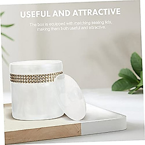 Cabilock Resin Swab Box Decor Storage Boxes with Lids Makeup Storage Organizer Box 5pcs Bathroom Canisters Jars Hair Band Holder Makeup Cotton Storage Jar Cotton Pad Container