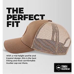 Tough Headwear Hats for Men - Trucker Hat Men - Mesh Hats for Men - Snap Back Hats for Men - Trucker Caps Embroidered & Badge