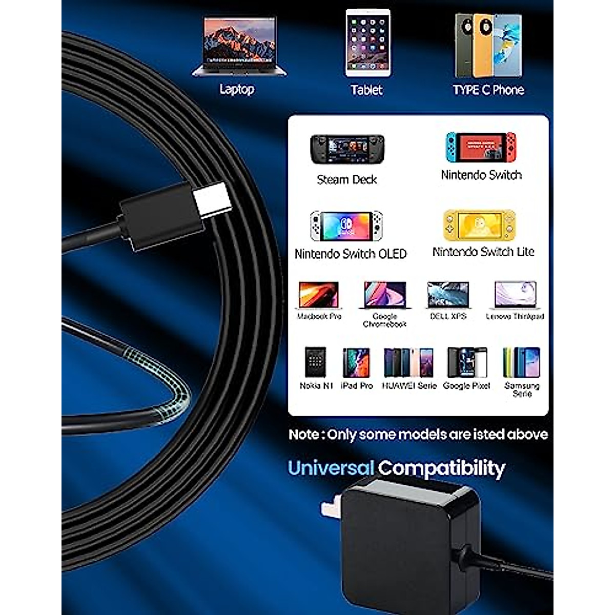 65W USB C Laptop Charger - Type C Power PD Wall Fast Charger : Replacement for HP,Lenovo,Dell,Acer,Asus, Nintendo Switch,Google,Samsung,and Any Laptops or Smart Phones with Type C