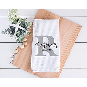 CANARY ROAD Custom Waffle Weave Dish Towel | Personalized Kitchen Towel | Housewarming Gift | Wedding Gift | Personalized Dish Towel | Housewarming Gift