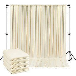 Wrinkle Free 20ft × 10ft Champagne Backdrop Curtain for Party Wedding 4 Panels 5ft×10ft Silky Polyester Champagne Drapes for Backdrop Decor Birthday Baby Shower Photography Photo Background