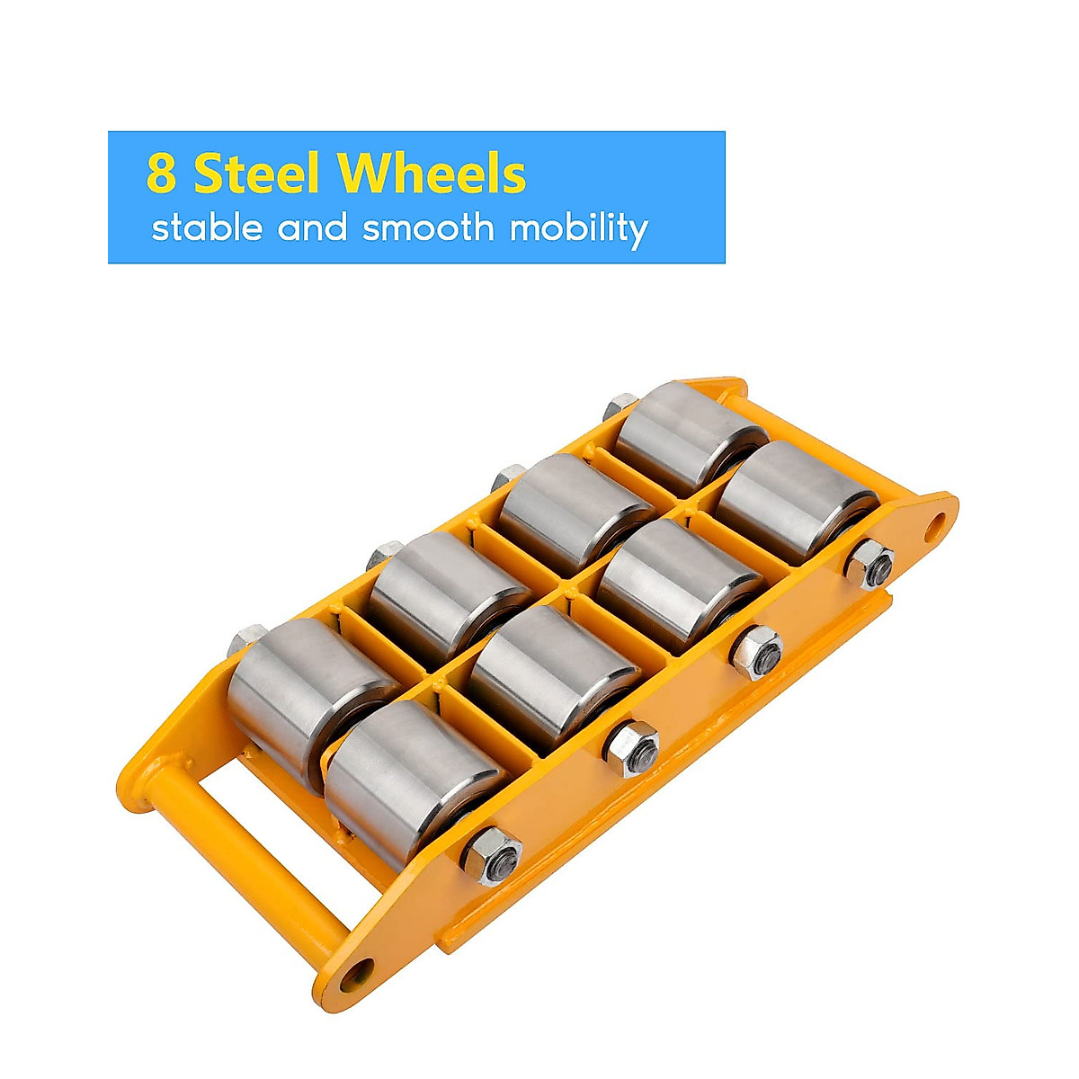 Dollate 12T 26400lbs Machine Skates Heavy Duty Machine Dolly Skate Machinery Moving Skate with 360° Rotation Cap & 8 Steel Wheels, Machinery Mover for Industrial Moving Equipment