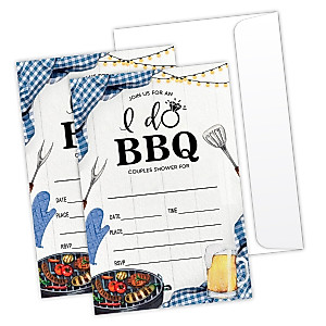 LONLONBANG I Do BBQ Invitations with Envelopes for Wedding Bridal Shower Couple Shower Invites Barbeque Picnic Grill Cook Out Invite Cards Rehearsal Dinner Picnic Party Invitations -L793