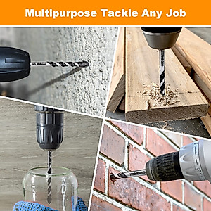 Professional Masonry Drill Bit Set (10PCS) for Glass/Brick/Plastic/Cement/Wood/Tile/Etc, Industrial Strength Carbide Drill Bit Tip, 1/8"-1/2" by TITGGI