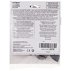 Unique Party Latex Balloons, 9", Jet Black