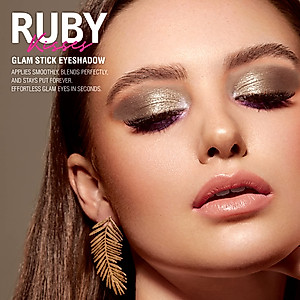Ruby Kisses Eye Shadow Stick – Crème Eyeshadow Makeup Multi-Stick, Long-Lasting Pearl Shimmer Crayon, Metallic Glitter Eyeliner, Highlighter Eyeshadow Pencil, Sharpener Included (Bronze Glam)