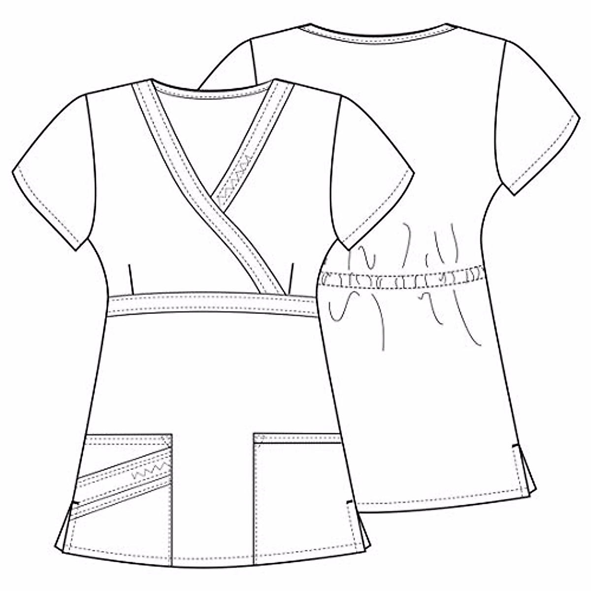 Cherokee Women's 1841 Mock Wrap Zig Zag Scrub Top, Galaxy Blue, XXXXX-Large