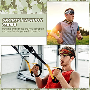 Wavyknot 18 Pcs Sports Sweatbands for Men Women Camo Headbands Workout Non Slip Headbands Breathable Head Band Fitness Stretchy Unisex Hairband for Yoga Running Cycling Ball (Camouflage,Classic)