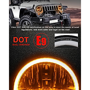 UNI-SHINE 7 inch led headlight, 7" round LED Headlights H6024 led Headlight White Halo Headlight Running Amber Turn Signal Seal Beam Compatible with Jeep Wrangler JK TJ JL CJ