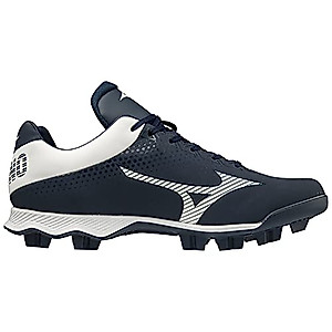 Mizuno Men's Wave Lightrevo Baseball Shoe, Navy-White, 8.5
