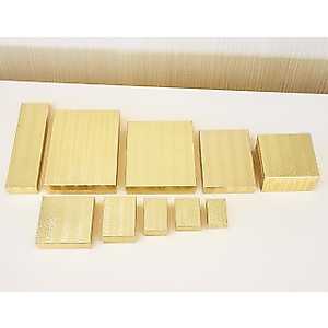 TheDisplayGuys - 100-Pack #32 Cotton Filled Cardboard Paper Jewelry Boxes Gift Case - Gold Foil (3.3" x 2.3" x 1.0") - for Shipping or Storage