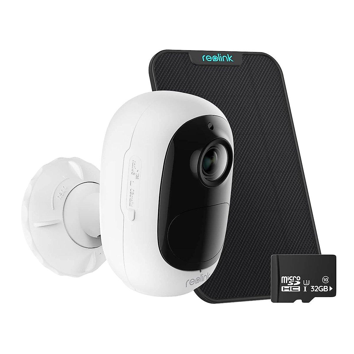 REOLINK 3MP Outdoor Cameras for Home Security, Argus 2E+Solar Panel, No Hub Needed, Local Storage, Human/Vehicle Detection, Rechargeable Battery Solar Powered Camera with 32GB SD Card
