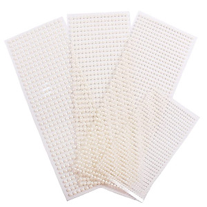 Face Pearl Gems Nail Rhinestone Stickers Makeup Diamonds Jewels for Eyes Hair Body Flat Pearls Temporary Tattoo Dots for Women 3D Self Adhesive Festival Bling Crystal 4 Sheets 2800 PCS (beige)