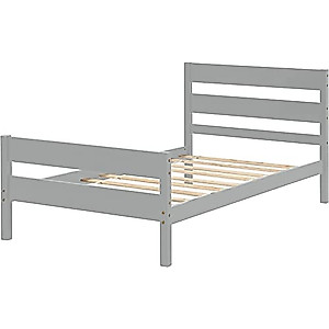Pvillez Twin Bed Frames, Wood Twin Bed Frame with Headboard and Footboard Kids Bed Frame,Twin Wooden Bedframes Platform with Storage for Girls Boy No Box Spring Needed (Gray)