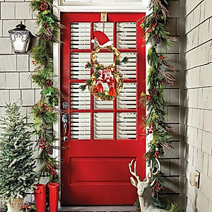 DearHouse Lighted Christmas Wreath Decoration Clearance, 16 x 8 Inch Grapevine Wreath with Hat and Scarf Snowman Shape Wreath for Front Door Home Garden Wall Decor