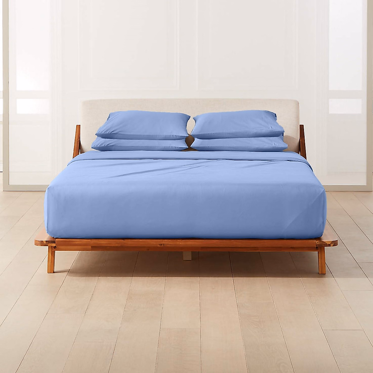 21" Extra DEEP Pockets 1000-Thread-Count, 100% Egyptian Cotton, 6-PC Sheet Set |1 Fitted, 1 Flat, 4 Pillowcases| 1000TC Soft Long Staple Cotton - Twin Size, Light Blue Color