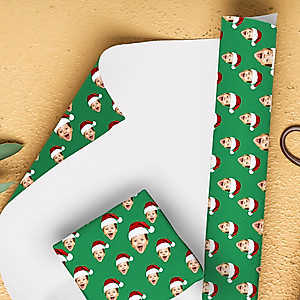 YESCUSTOM Personalized Gift Wrapping Green Paper for Kids Women Men Christmas,Custom Face Wrapping Paper, Gift Wrap Roll 58"x 23"