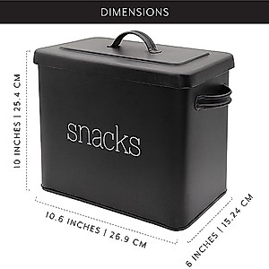AuldHome Black Enamel Snack Bin; Modern Farmhouse Style Snack Container, Ideal for Single Serving Snacks