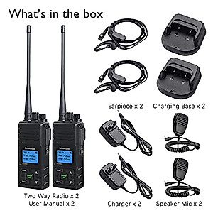 5Watt Walkie Talkie for Adults Long Range Two Way Radio Rechargeable with Speaking Mic, SAMCOM 2-Way Radios Heavy Duty Walky Talky with Shoulder Mic for Restaurant Hotel (2 Pcs Radio + Speaker Mic)