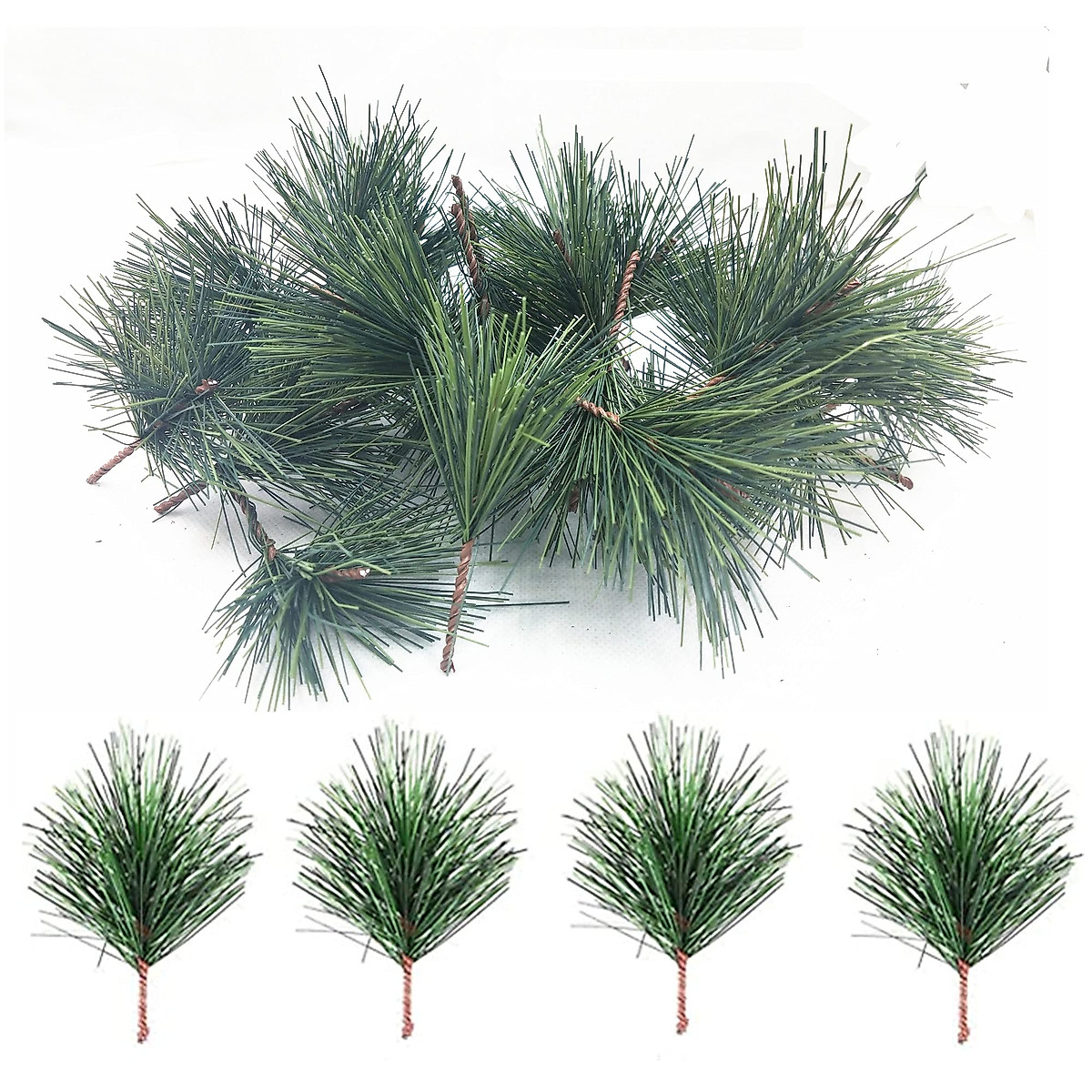 Jylucky 65 PCS Artificial Pine Needles Branches, Small Pine Twigs Greenery Plants Pine Leaves Needle for DIY Garland Wreath Christmas Thanksgiving Wedding Home Garden Decoration