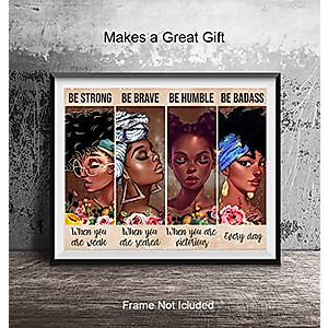 Be Strong Be Brave Be Badass Poster - African American Women - African American Woman - Black Women - African American Wall Art - Black Wall Art - Motivational Wall Decor - Encouragement Gifts