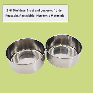 Ksooly 5 oz Leak Proof Snack and Side Dish Containers | Set of 2 (5 oz) | Spill Proof in Bags and Bento Boxes | Food Grade Stainless Steel with Seal Lids, Green