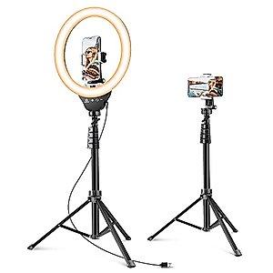 Aureday 12'' Selfie Ring Light with Tripod Stand and Phone Holder, LED Lighting with Phone Stand for Video Recording, Compatible with Cell Phone, Cameras and webcams