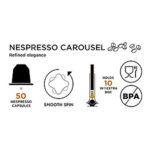 Prepara Espresso and Coffee Pods Holder and Carousel Storage Organizer for 50 Capsules, Spins 360-degrees, Small, Black, 1 Count (Pack of 1)